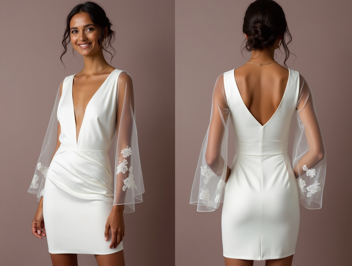 Short Mini Wedding Dress for Outdoor Ceremonies and Casual Weddings – Mia's