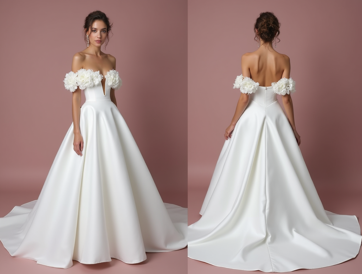 Classic White Princess Wedding Dress with Glitter Tulle and Romantic L ...